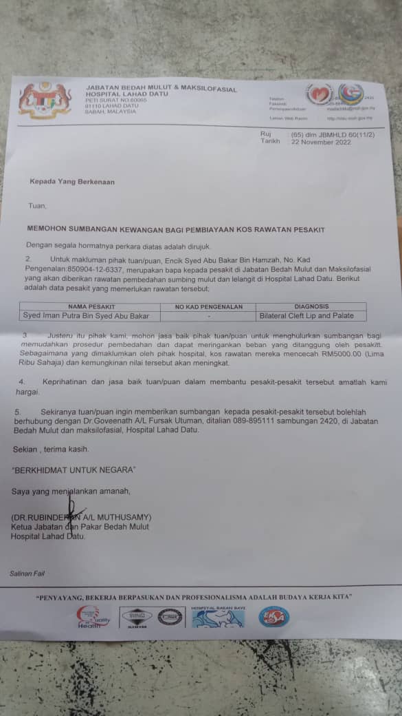 Dana Bantuan Pembedahan Sumbing Mulut & Lelangit - KentangFund.com:马铃薯叔叔基金